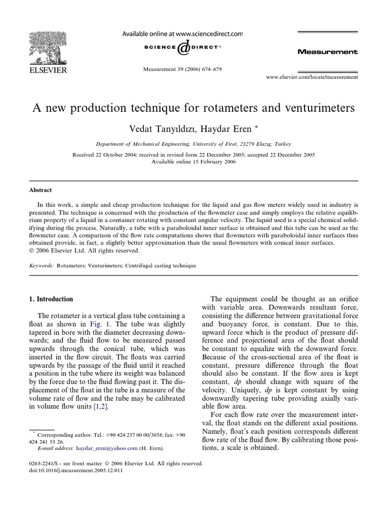 Rotameter | PDF | Calibration | Flow Measurement