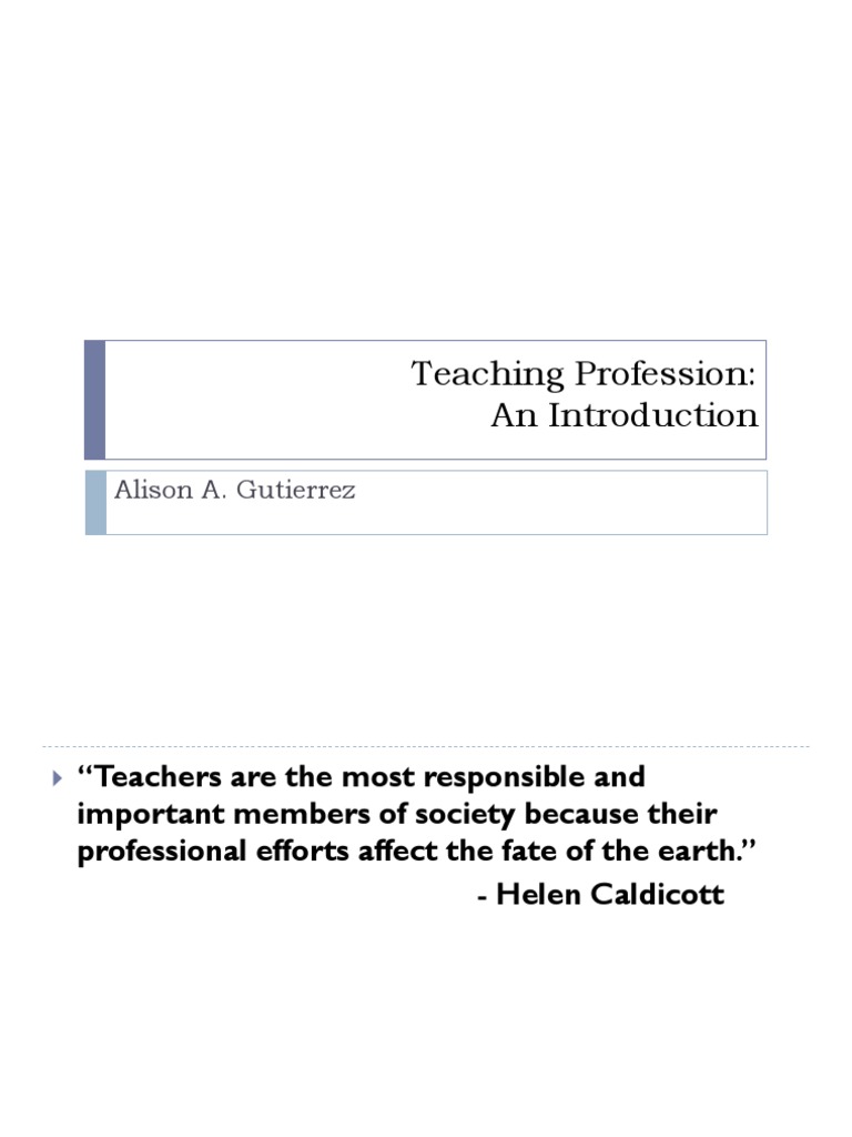 Teaching Profession Intro Final Version1 | PDF | Textbook | Curriculum