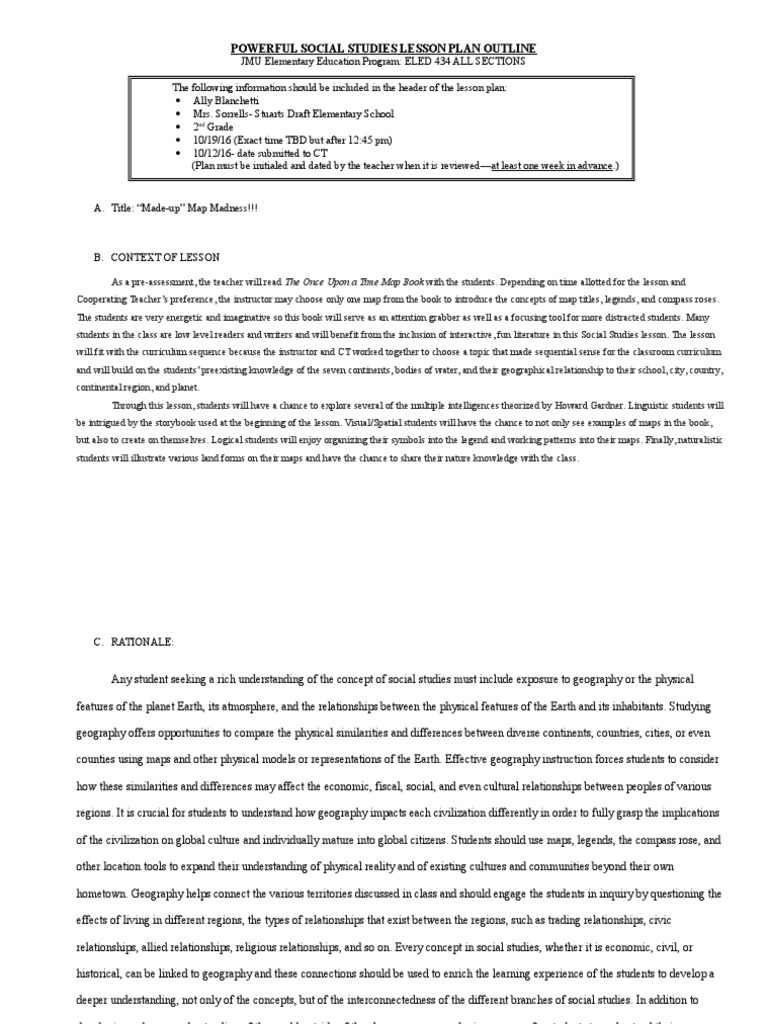 Powerful Social Studies Lesson Plan Outline | PDF | Cartography | Map