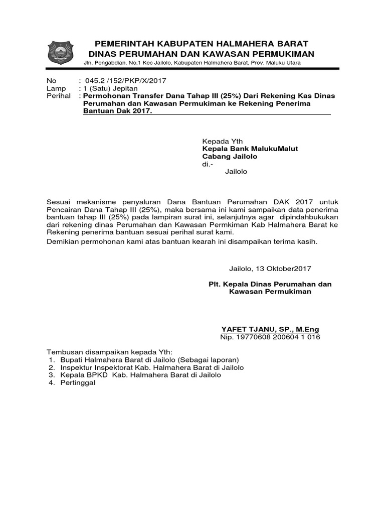 Surat Ke Bank Untuk 25% | PDF