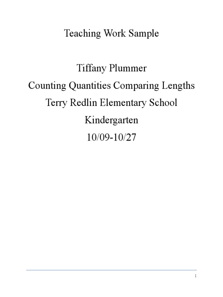 Teaching Work Sample 1 | PDF | Educational Assessment | Classroom