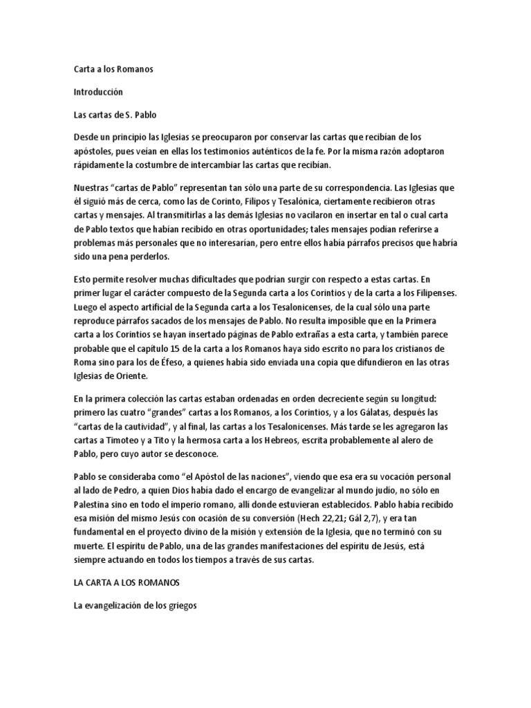 Carta A Los Romanos | PDF | Pablo el apóstol | Epístola a los romanos