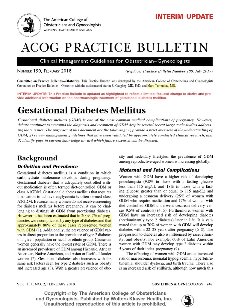 190 - Gestational Diabetes Mellitus Agog | PDF | Gestational Diabetes ...