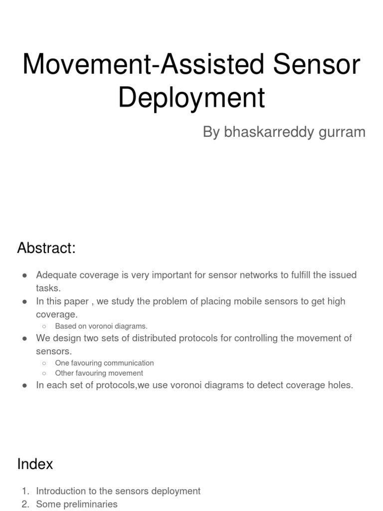 Movement Assisted Sensor Deployment | PDF | Wireless Sensor Network ...