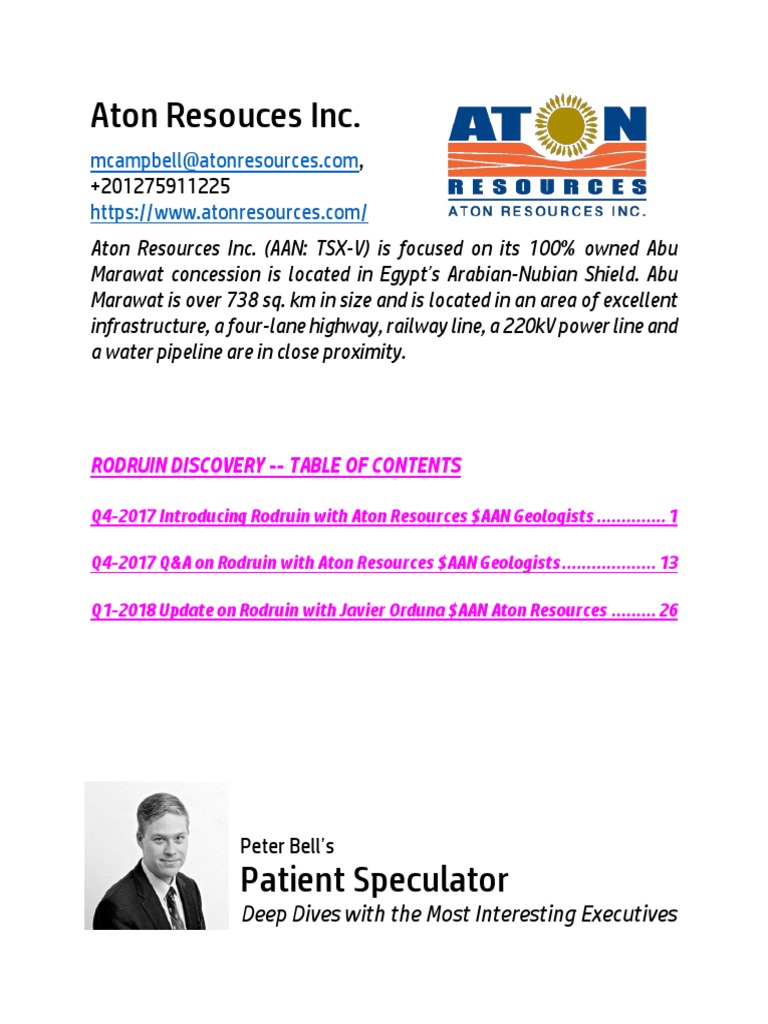 Newton Interviews Aton Resources On Rodruin | PDF | Mining | Geology