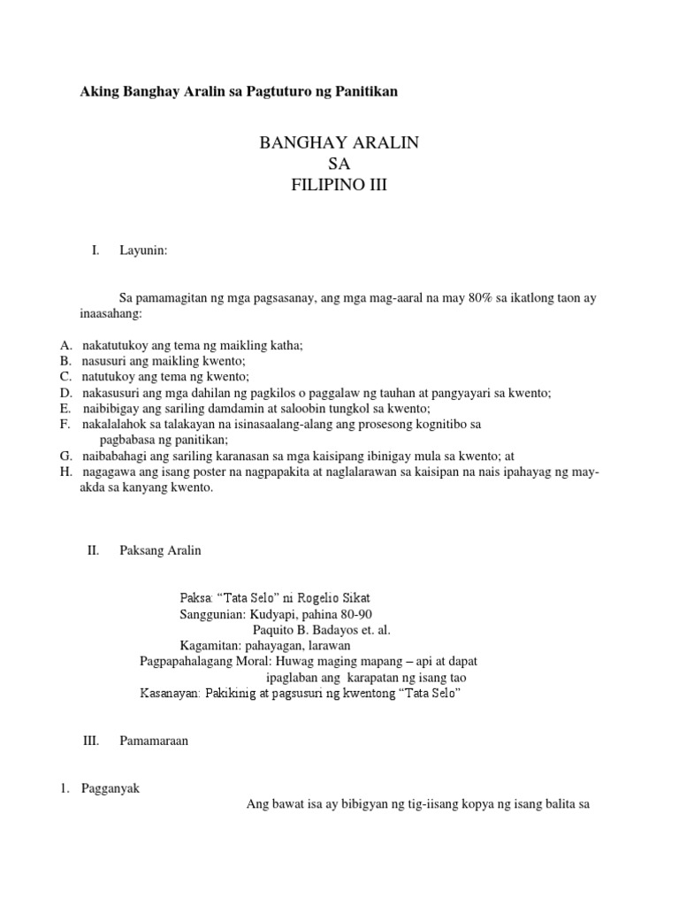 Aking Banghay Aralin Sa Pagtuturo NG Panitikan | PDF Aking Banghay Aralin Sa Pagtuturo NG Panitikan | PDF