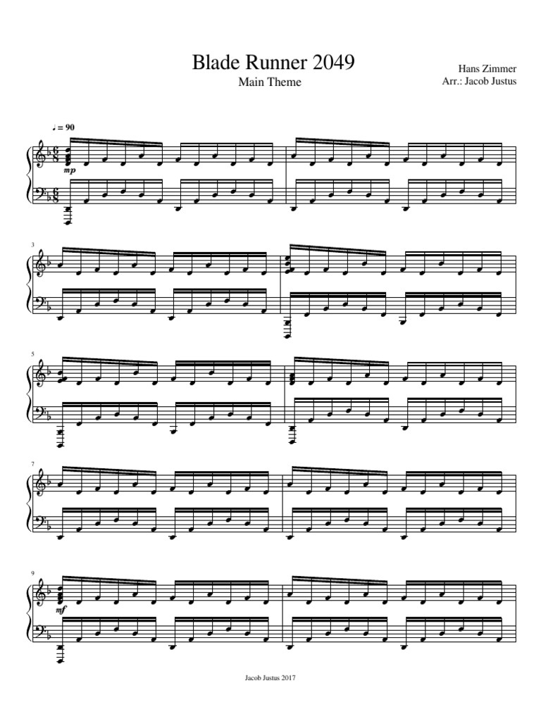 Blade Runner 2049 Main Theme Sheet Music | PDF | Leisure