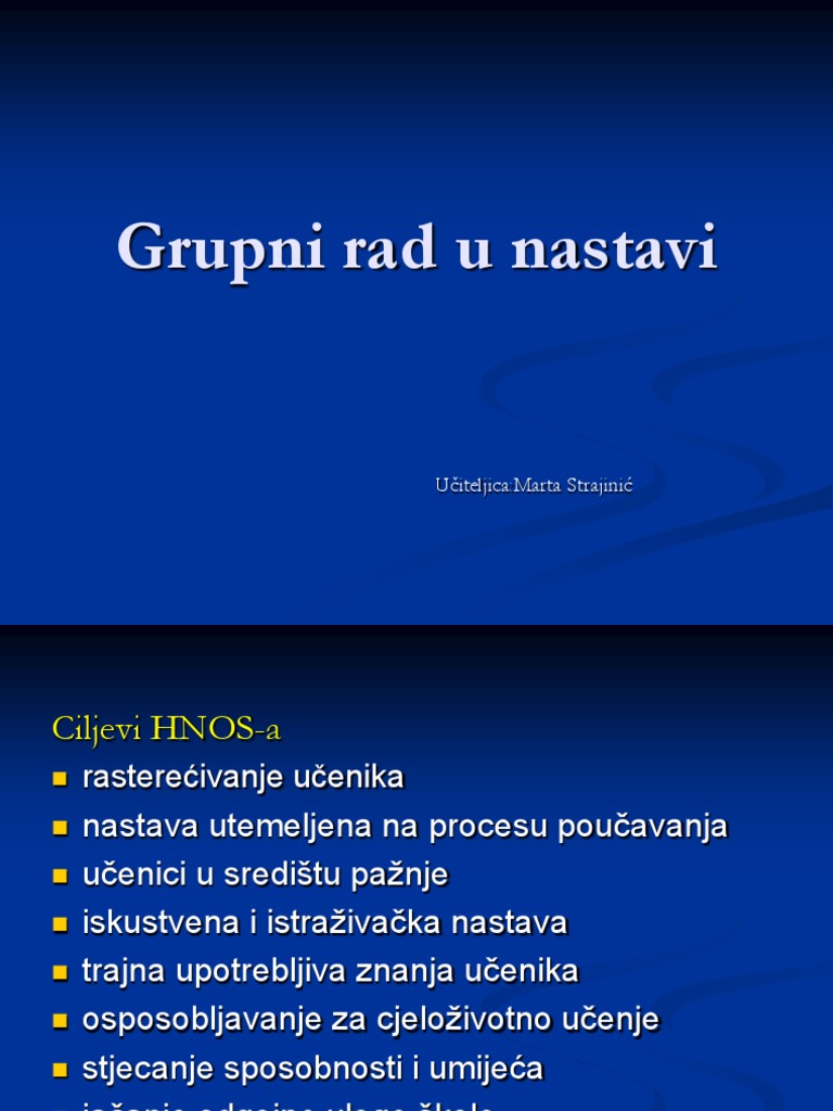 Grupni Rad U Nastavi Prezentacija | PDF