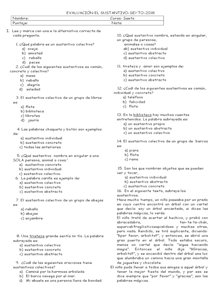 Sustantivos Colectivos en Evaluación | PDF | Sustantivo | Ocio