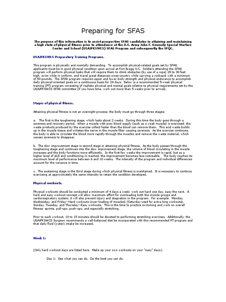 SpecialForces As PT Schedule | PDF