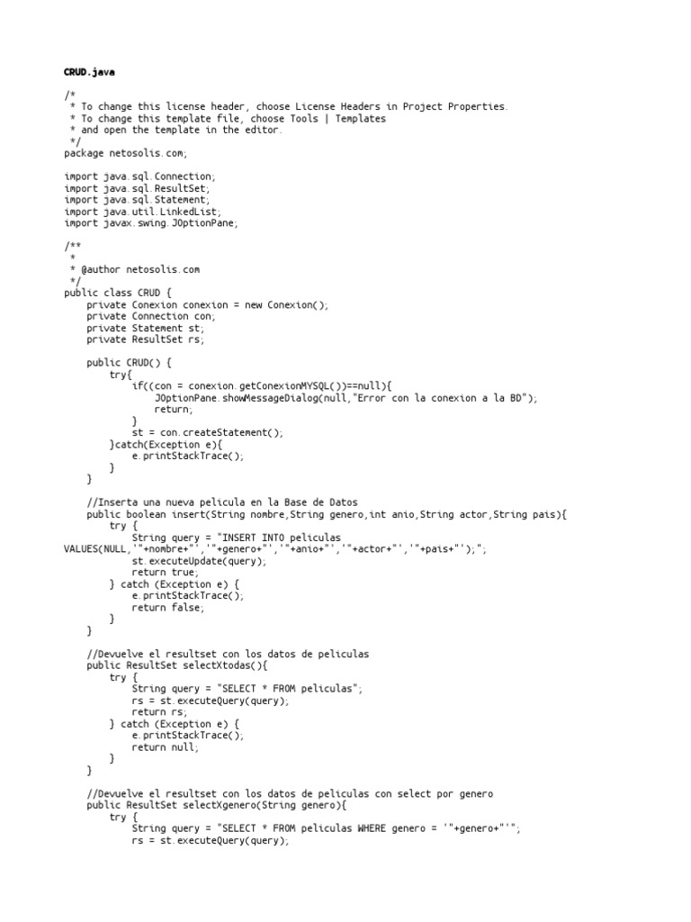 Crud Java | PDF | Plataforma Java | Datos de computadora