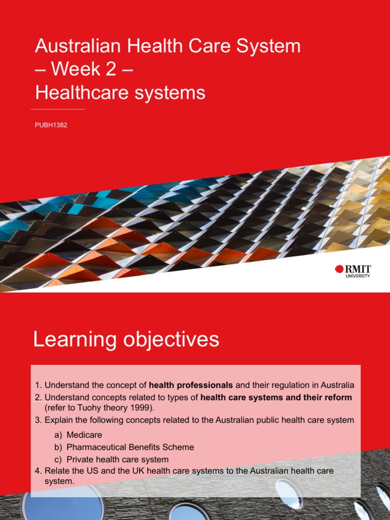 Australian Health Care System - Week 2 - Healthcare Systems: PUBH1382 ...