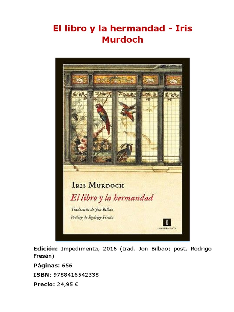 Devoradora de Libros - El Libro y La Hermandad - Iris Murdoch | PDF | Novelas | Amor