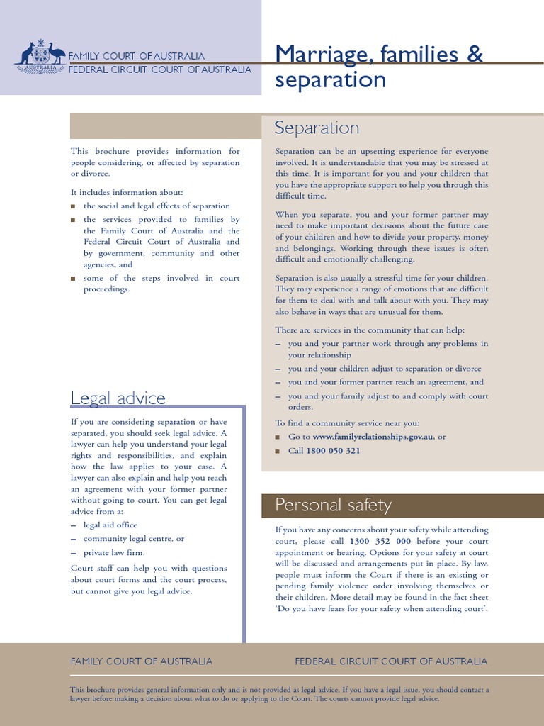 Marriage Families Separation Information Pack | PDF | Divorce | Arbitration