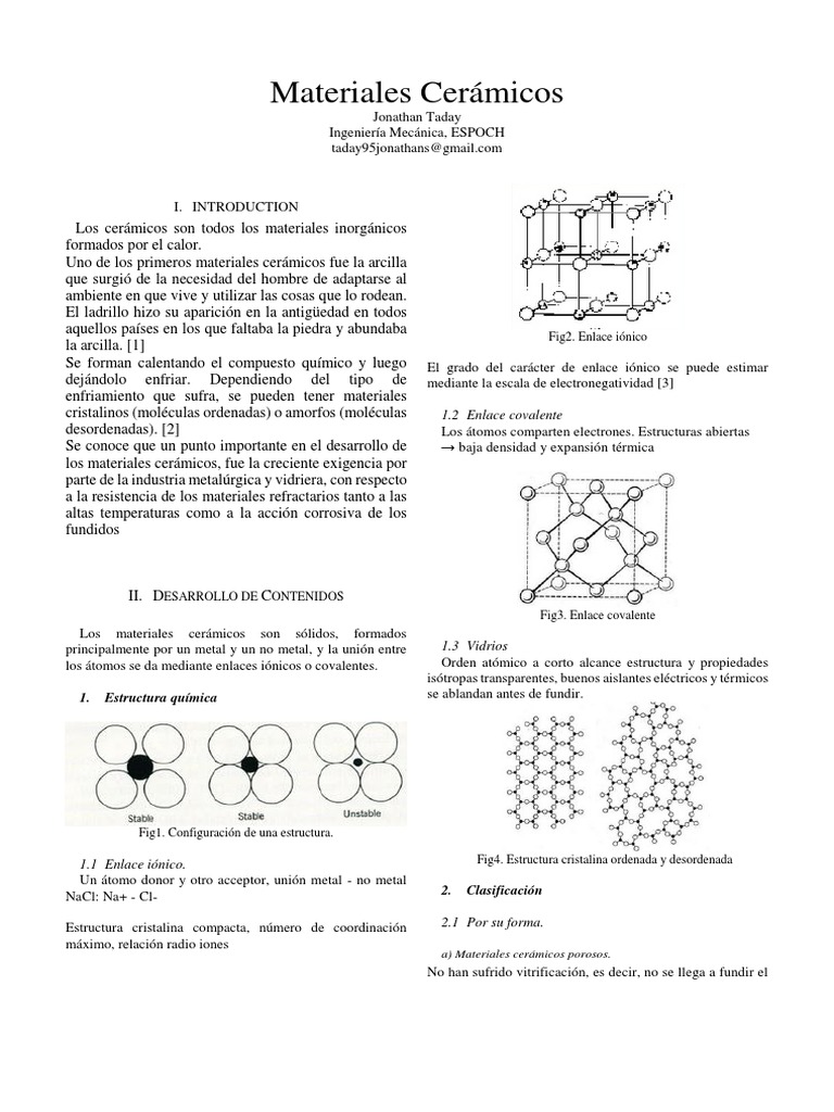 Estructura y Propiedades de Cerámicos | PDF | Enlace químico | Cerámica