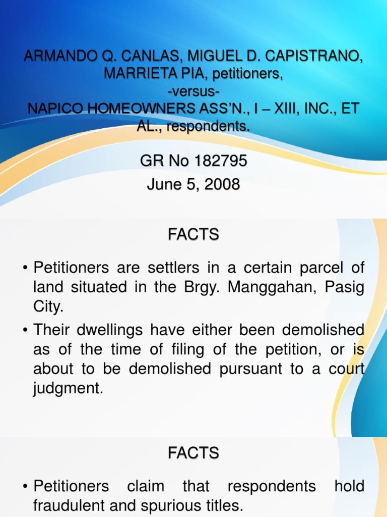 Armando Q. Canlas, Miguel D. Capistrano, MARRIETA PIA, Petitioners ...