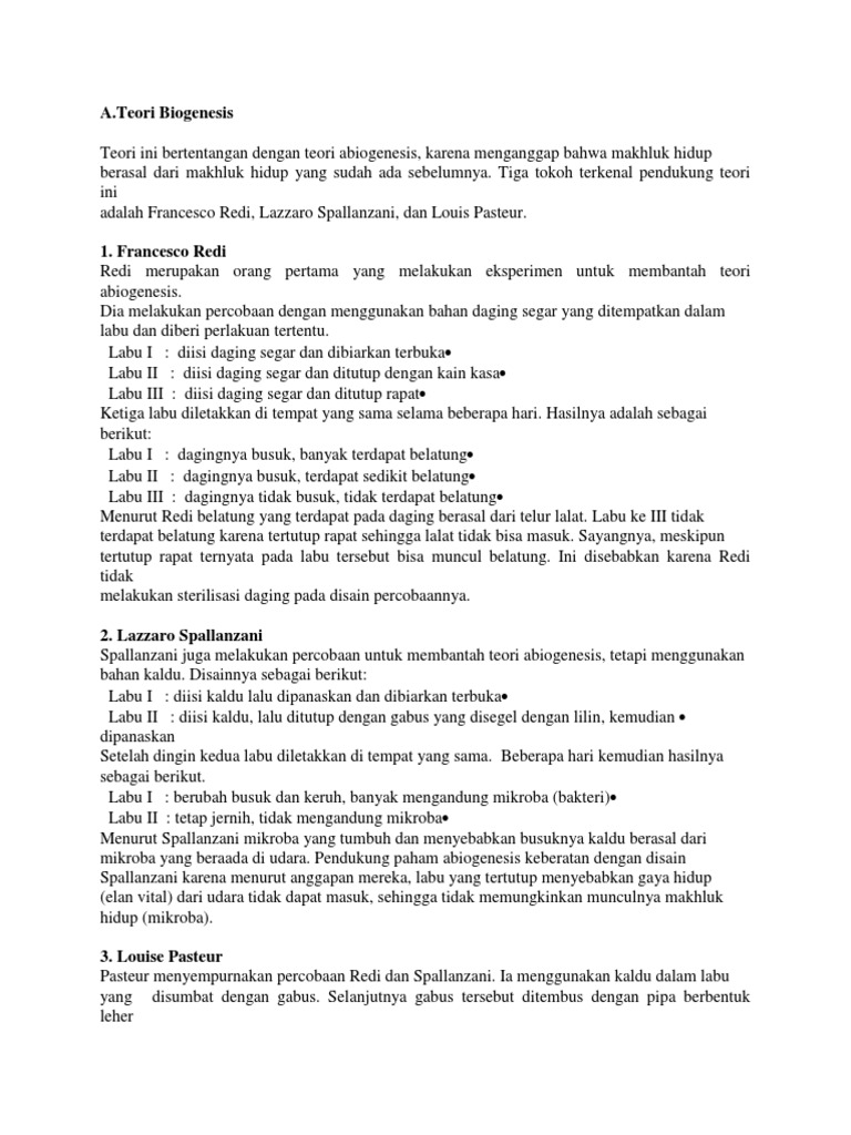 Teori Biogenesis Dan Evolusi Kimia | PDF