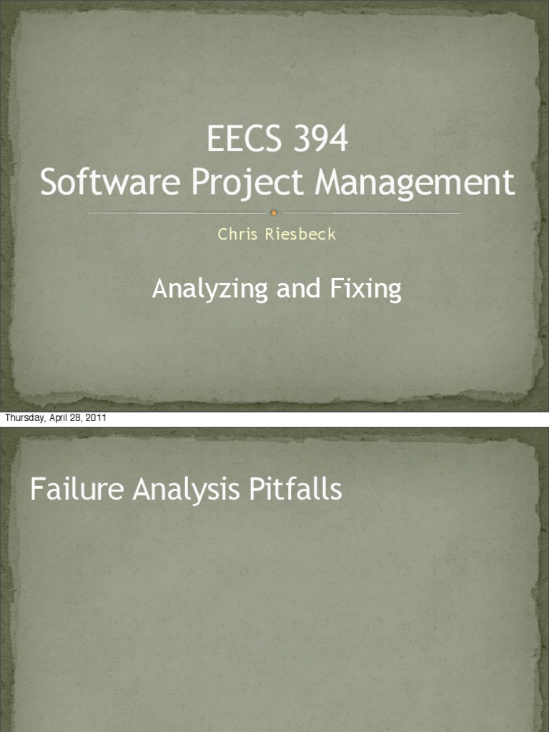 EECS 394 Software Project Management: Analyzing and Fixing | PDF