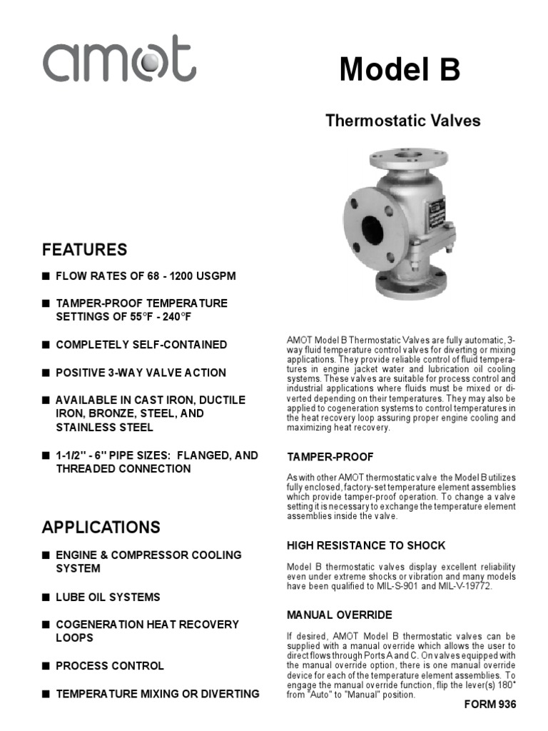AMOT VALVE - Caracteristicas Tecnicas y Lista de Partes | PDF | Valve ...