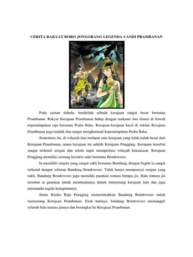 Cerita Rakyat Roro Jonggrang Legenda Candi Prambanan | PDF | Agama ...