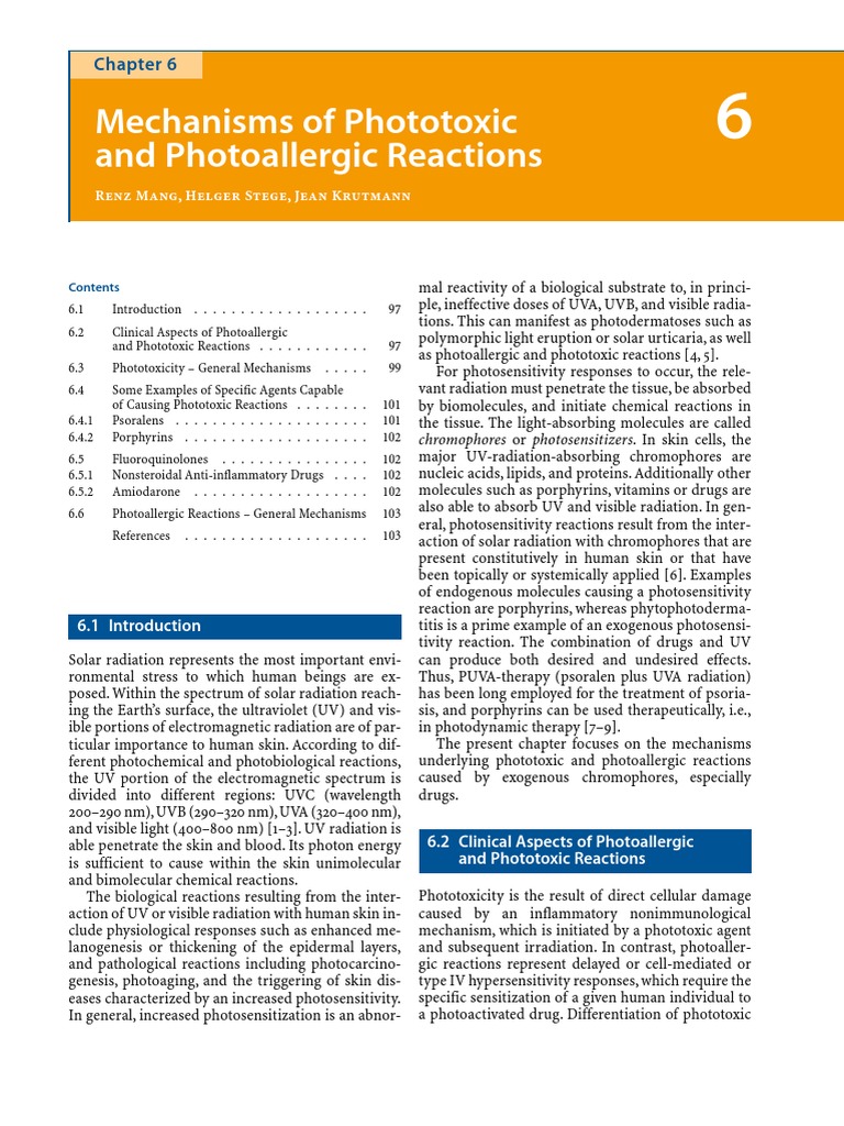Mechanisms of Phototoxic and Photoallergic Reactions: Renz Mang, Helger ...