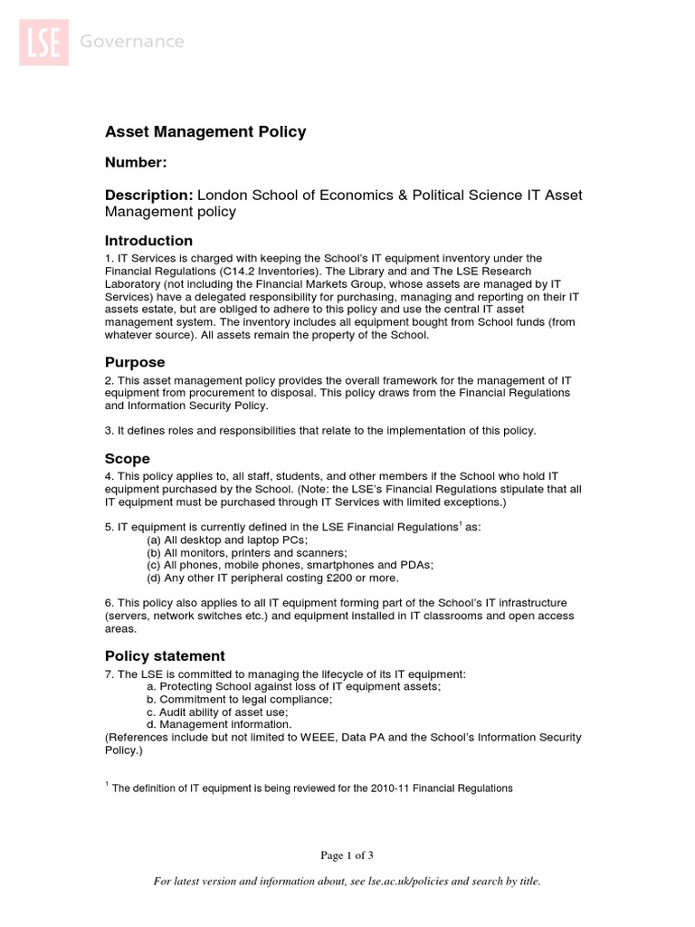 Asset Man Pol | PDF | London School Of Economics | Information Security