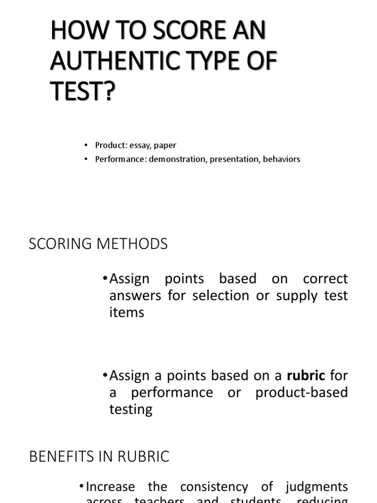 How To Score An Authentic Type of Test | PDF | Rubric (Academic ...