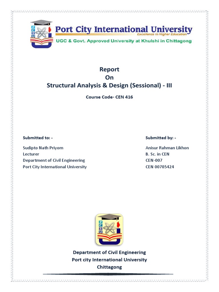 On Structural Analysis & Design (Sessional) - III: Course Code-CEN 416 | PDF | Technology ...