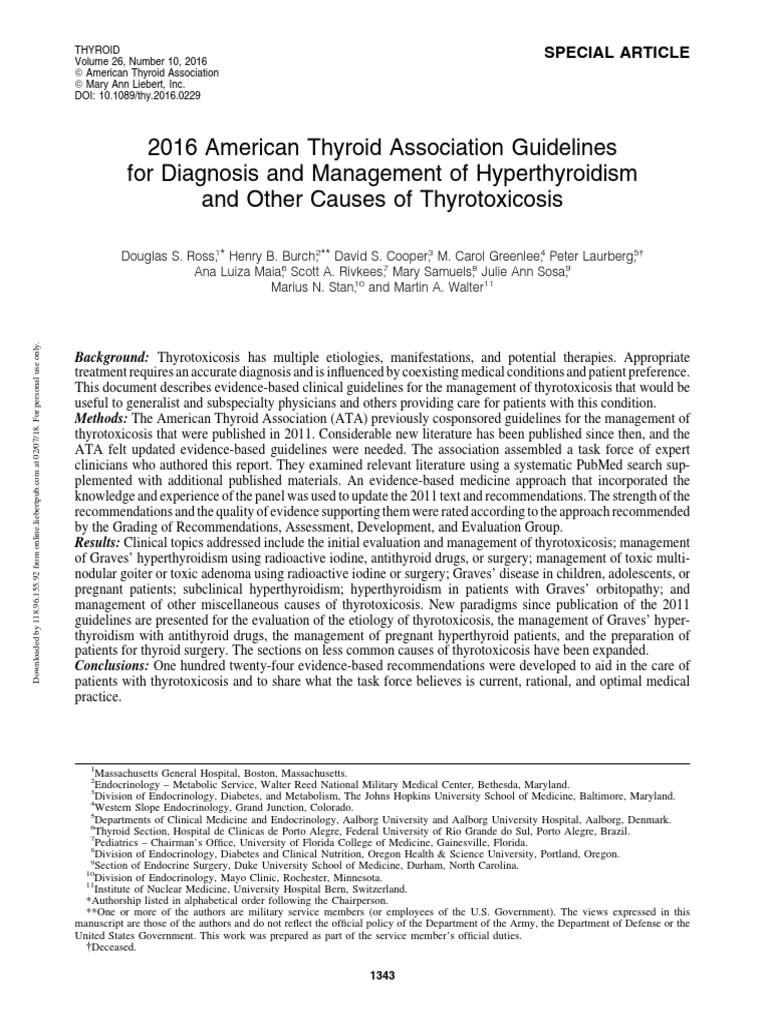 Guidelines Management Hyperthyroid | PDF | Hyperthyroidism | Evidence Based Medicine