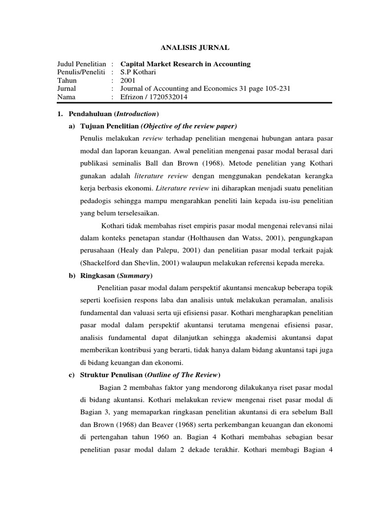 Resume Kothari 2001 | PDF