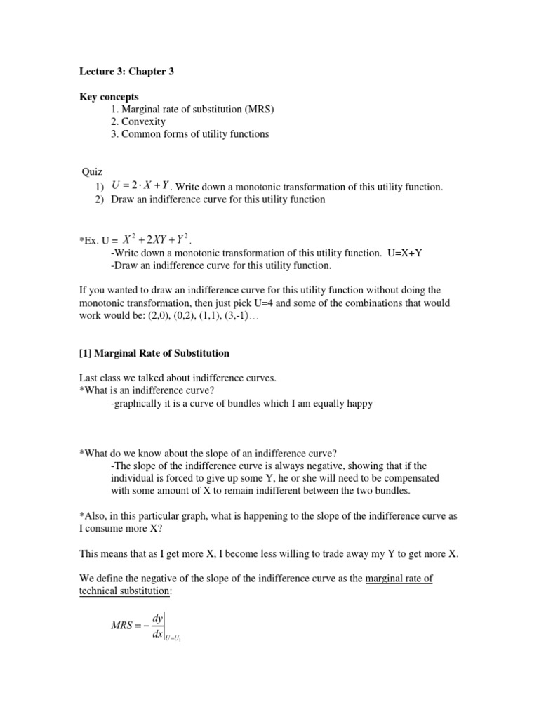Lecture 3: Chapter 3 Key Concepts | Download Free PDF | Utility | Mathematical Analysis