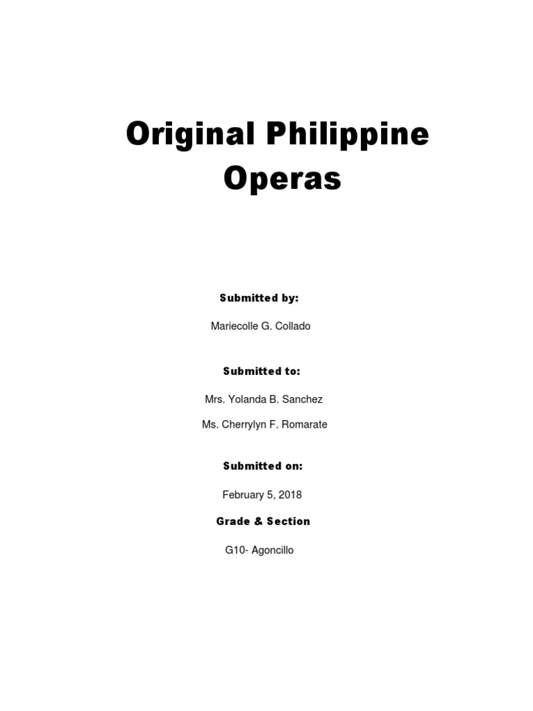 Original Philippine Operas | PDF | Leisure