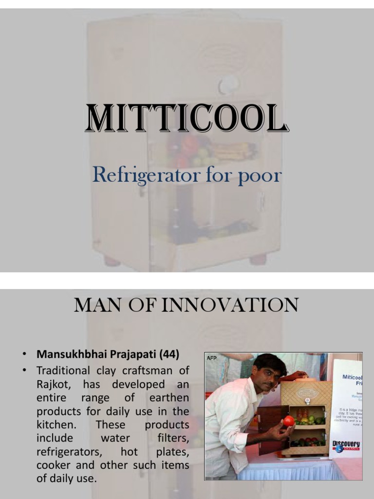 Mitticool: Eco-Friendly Clay Refrigerator | PDF | Refrigerator | Soil