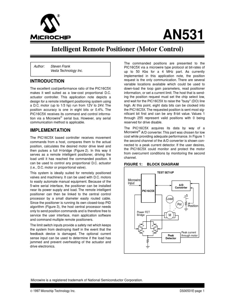 Intelligent Remote Positioner (Motor Control) : Block Diagram | PDF ...
