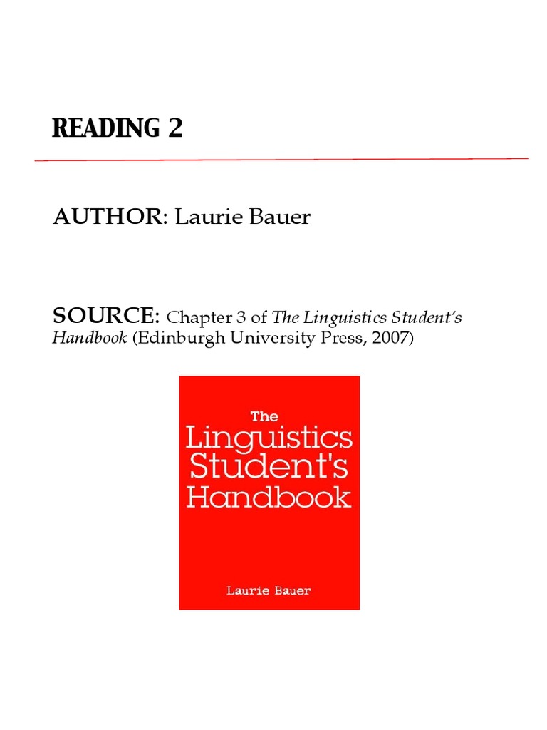Chapter 3 of The Linguistics Student's Handbook Laurie Bauer | PDF ...