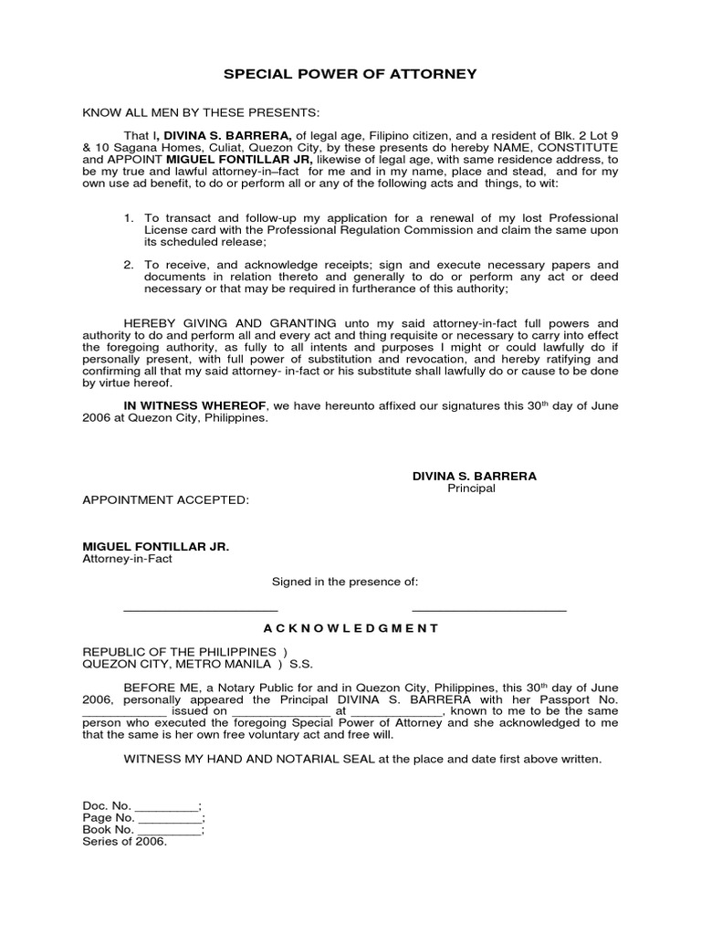 Special Power of Attorney | PDF | Power Of Attorney | Official Documents