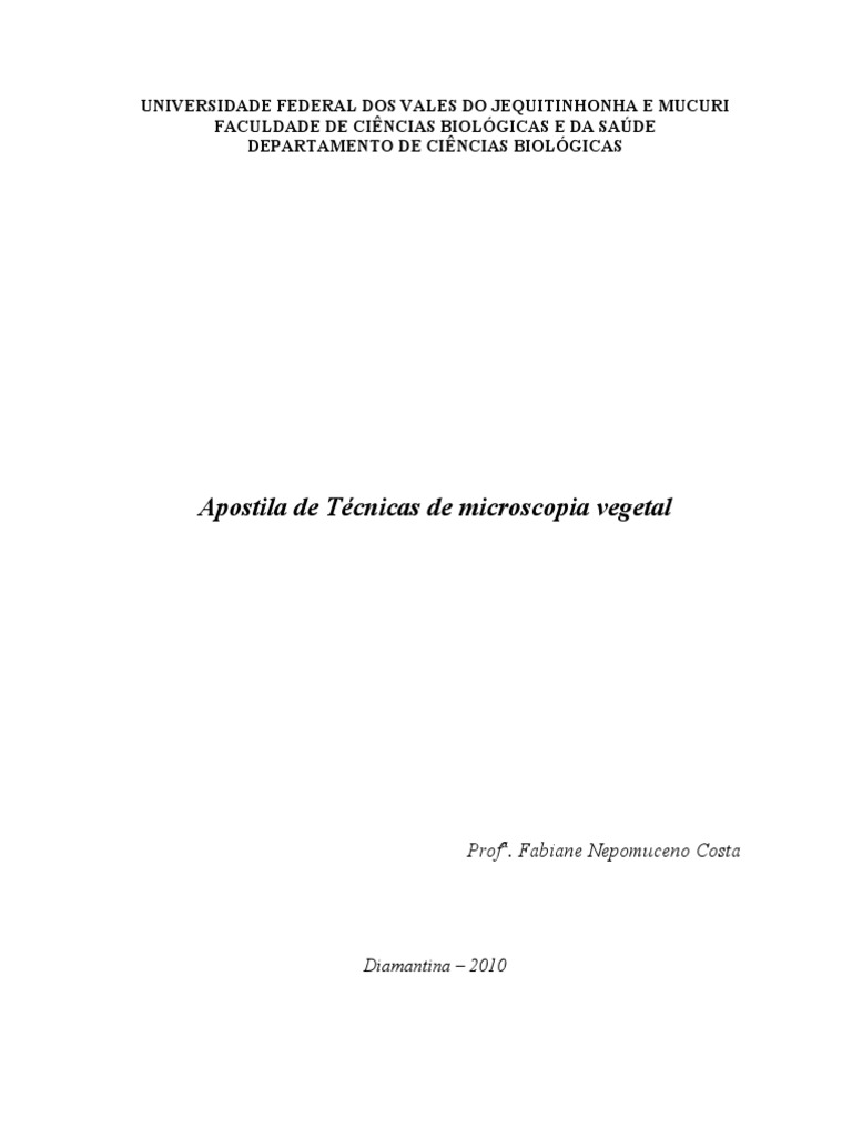 Apostila Anatomia Vegetal | PDF | Morfologia vegetal | Áreas da Botânica