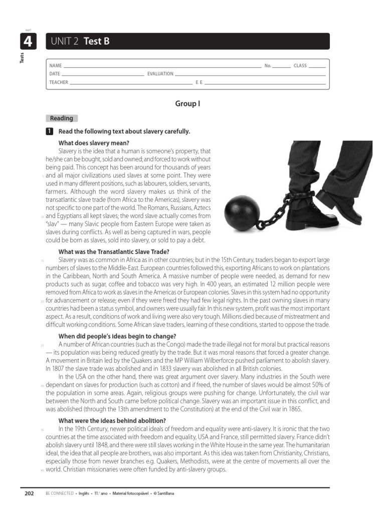 Unit 2 Test B: Group I | PDF | Abolitionism | Slavery