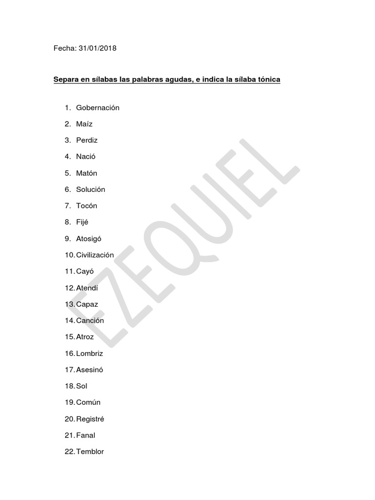 Palabras Agudas Graves y Esdrujulas | PDF | Poesía