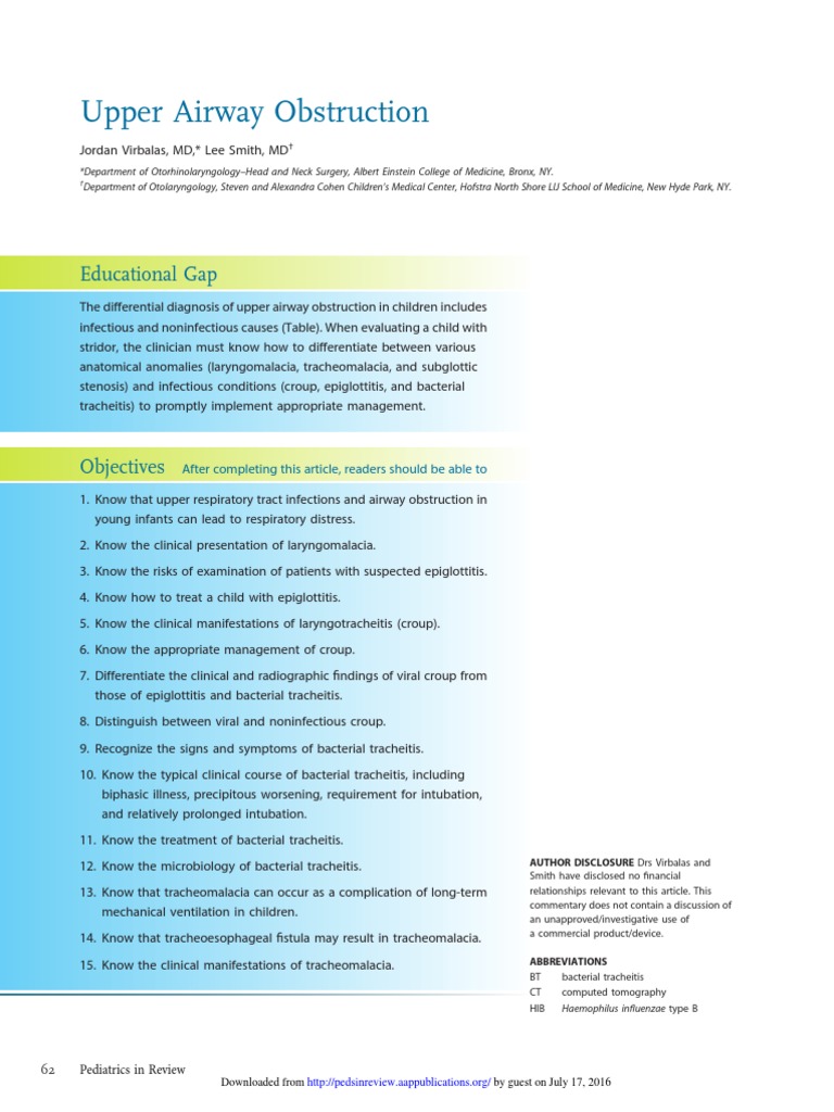 Upper Airway Obstruction | PDF | Pneumonia | Medical Specialties