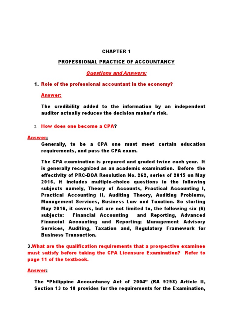 AUD Chapter 01 Answer | PDF | Certified Public Accountant | Uniform Certified Public Accountant ...