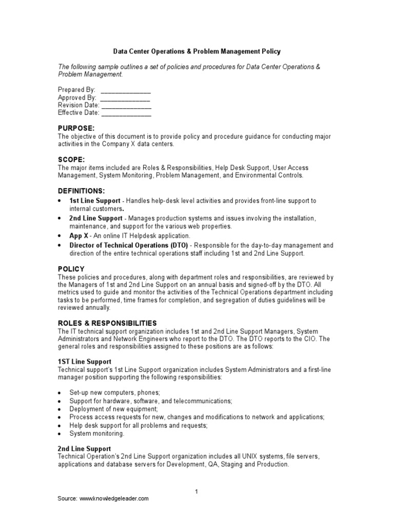Data Center Ops and Problem Management Policies | PDF | Data Center ...