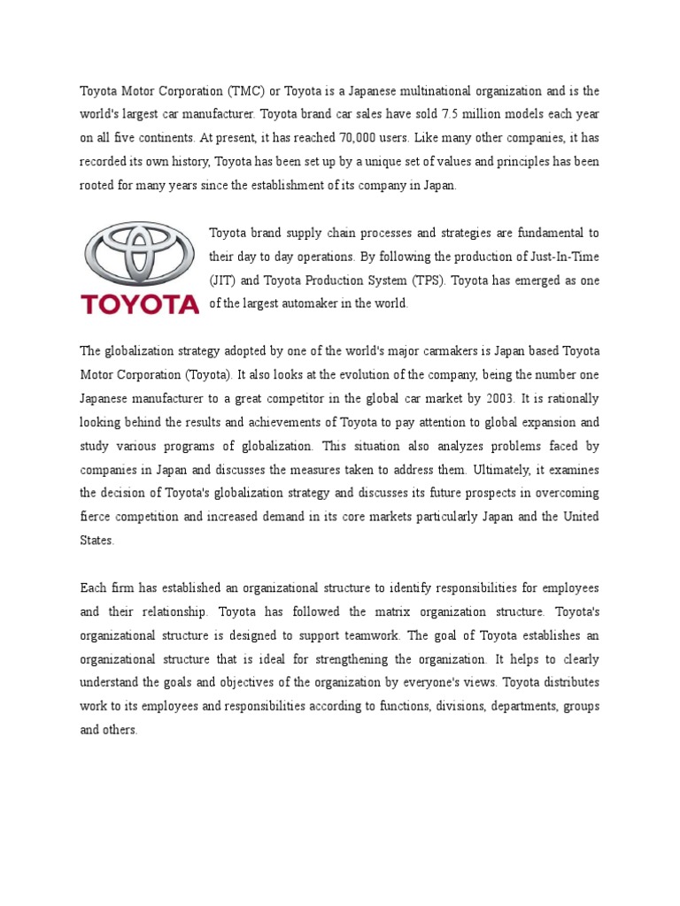 Toyota | PDF | Toyota | Organizational Structure