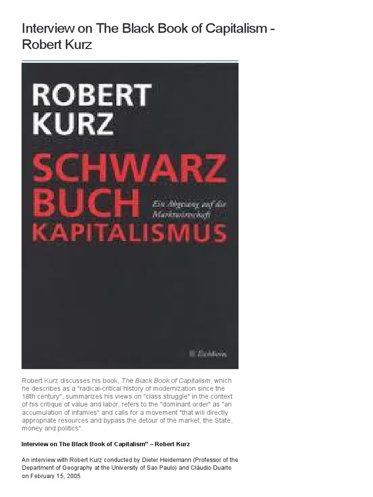 Robert Kurz - Interview On The Black Book of Capitalism (Libcom) | PDF ...