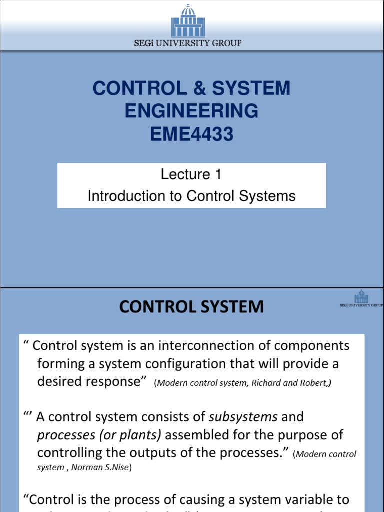 Introduction to Control Systems: An Overview of Key Concepts and ...