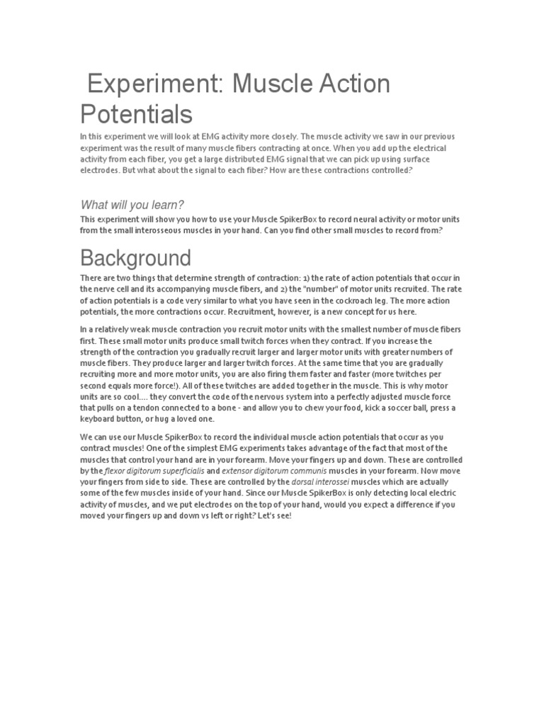 Experiment: Muscle Action Potentials: Background | PDF | Physiology ...