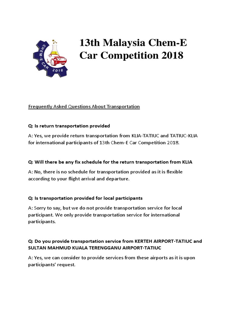 Frequently Asked Questions About Transportation | PDF