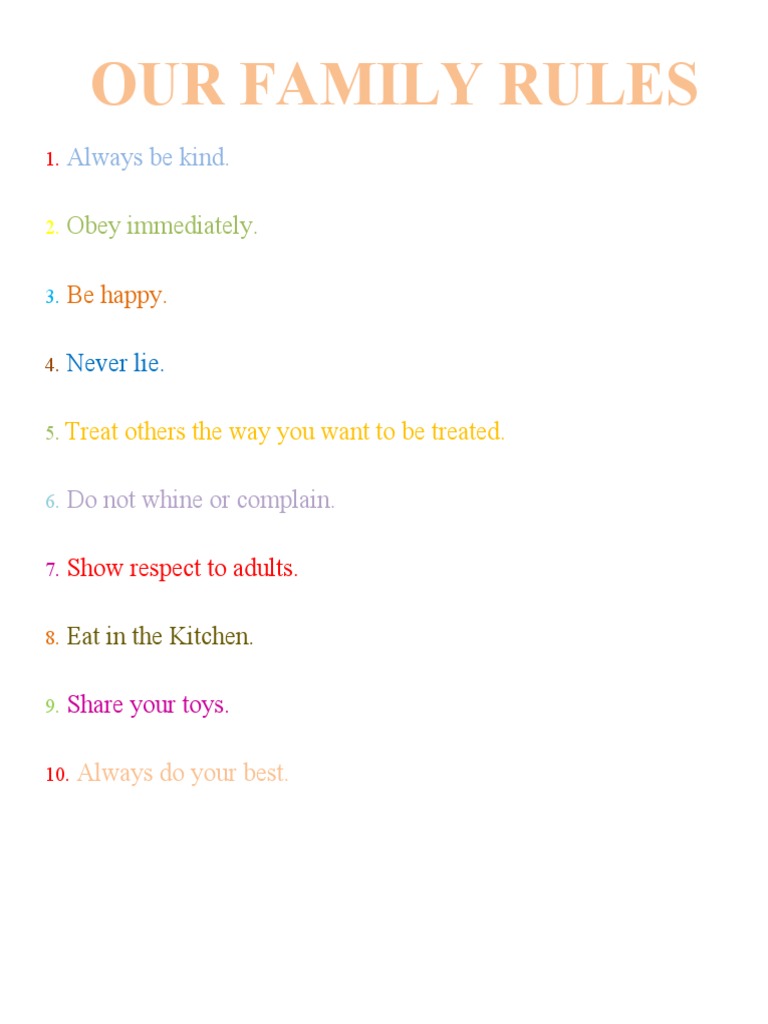 Family Rules for a Happy Home | PDF | Cooking, Food & Wine | Self ...