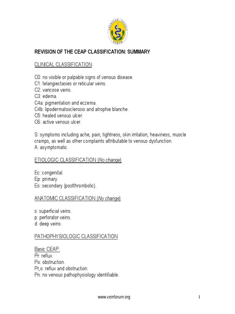 Revised CEAP Classification May 2004 1 | PDF