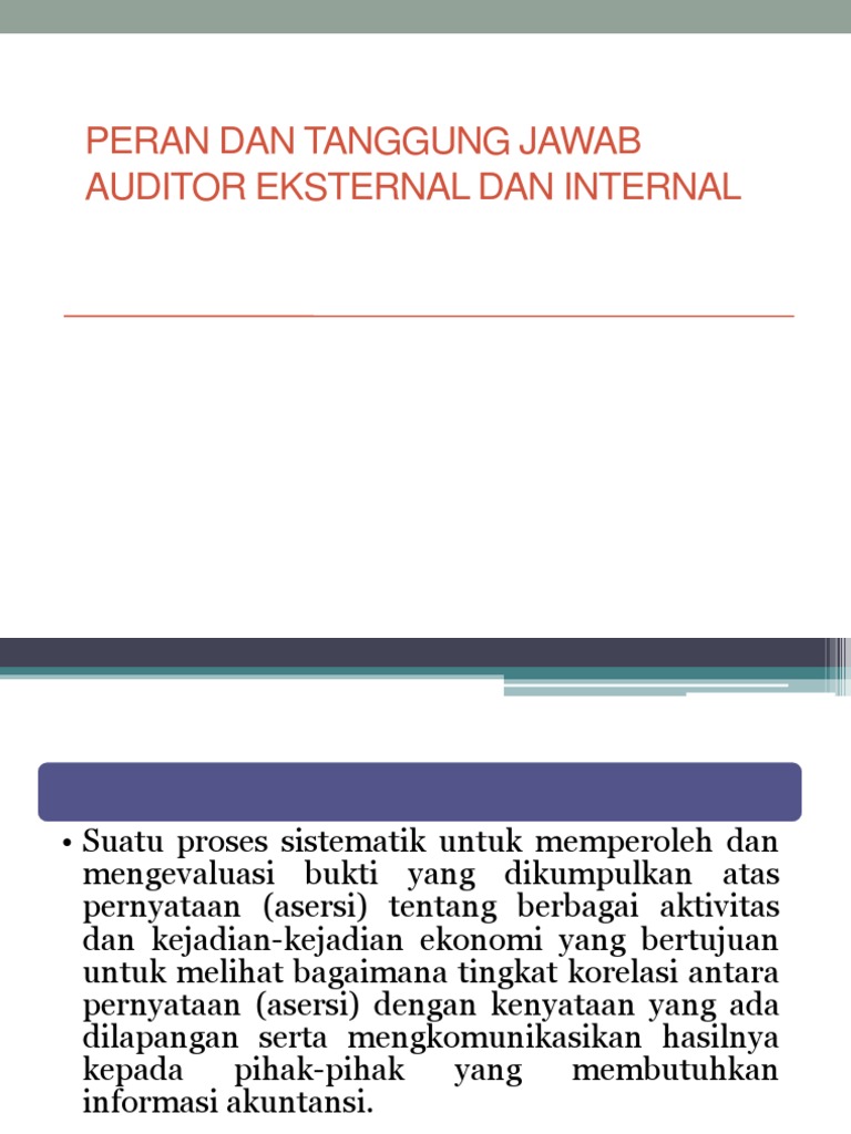 Bab XIII - Peran Dan Tanggung Jawab Auditor Eksternal Dan Internal | PDF